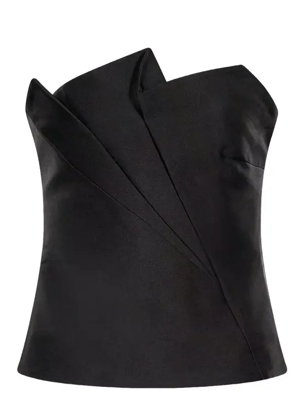Roland Mouret Pleated Strapless Top - Black