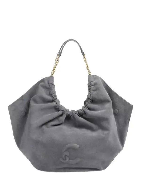 COCCINELLE Embossed-logo Suede Tote Bag - Grey