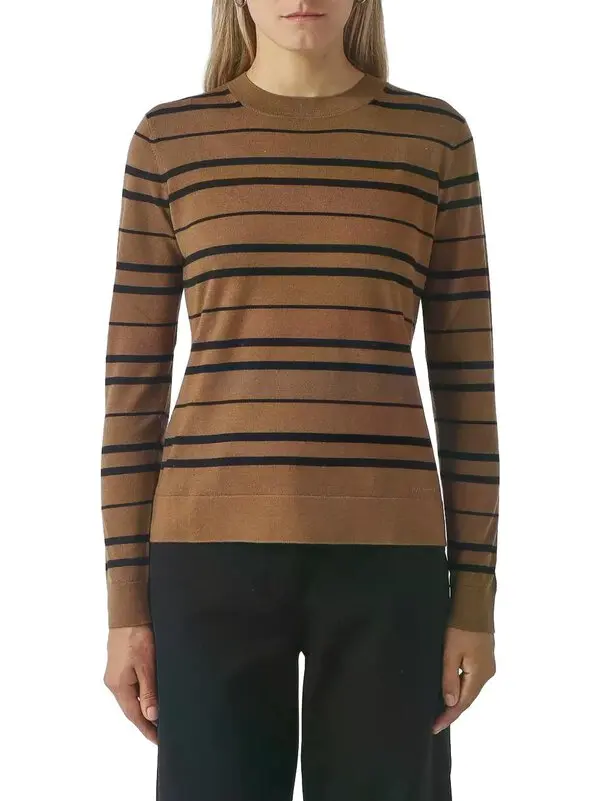 Max Mara Striped Crew-neck Sweater - Brown