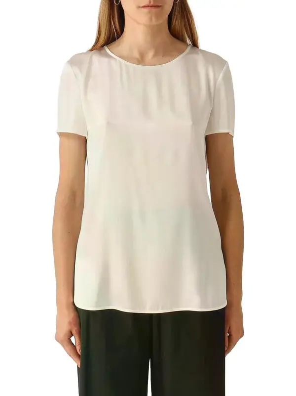 Max Mara Satin-finish Short-sleeve Top - Neutrals