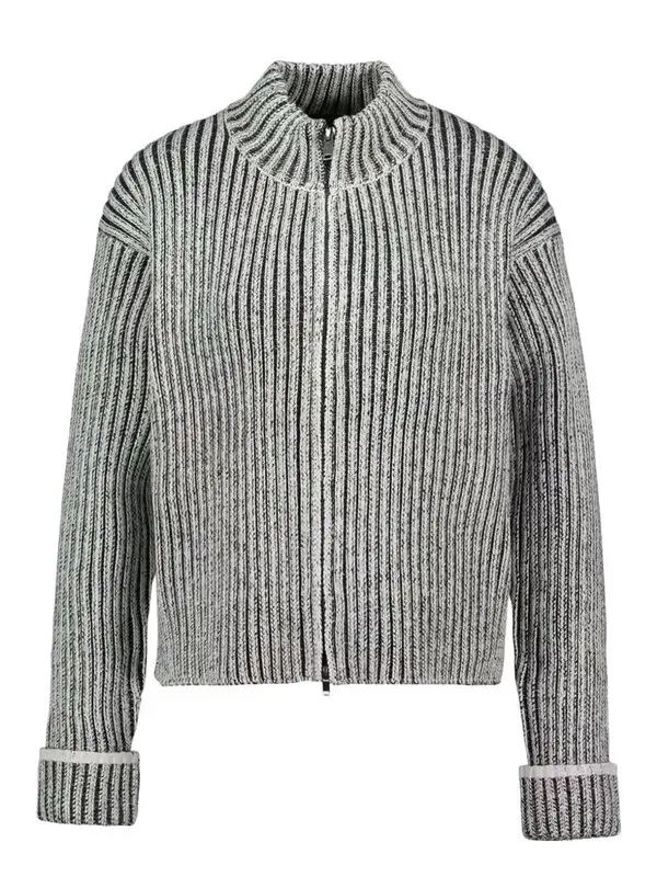 Rains Sapa Ribbed-knit Zip-up Cardigan - Grey