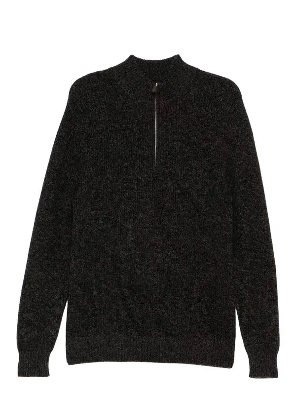 N.peal Ribbed Half-zip Jumper - Grey