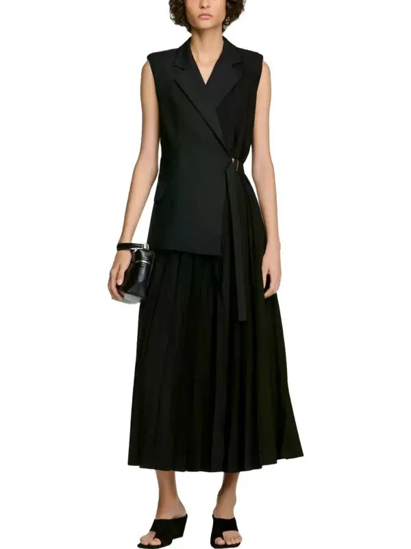 Sandro Pleated Wrap Dress - Black