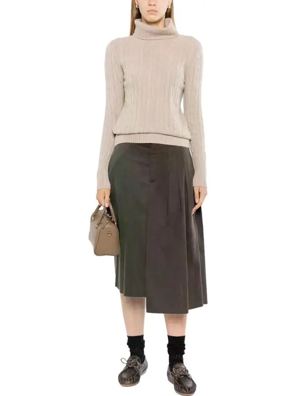 N.peal Adelyn Cable Roll Neck Knitted Top - Neutrals