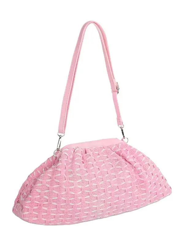 GAELLE PARIS Maxi Woven-effect Pochette Shoulder Bag - Pink