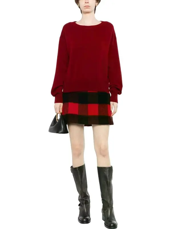 N.peal Crop Boat-neck Sweater - Red