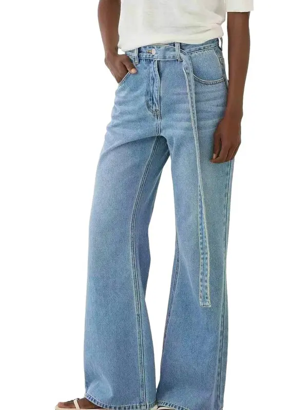ELEH Belted Wide-leg Jeans - Blue