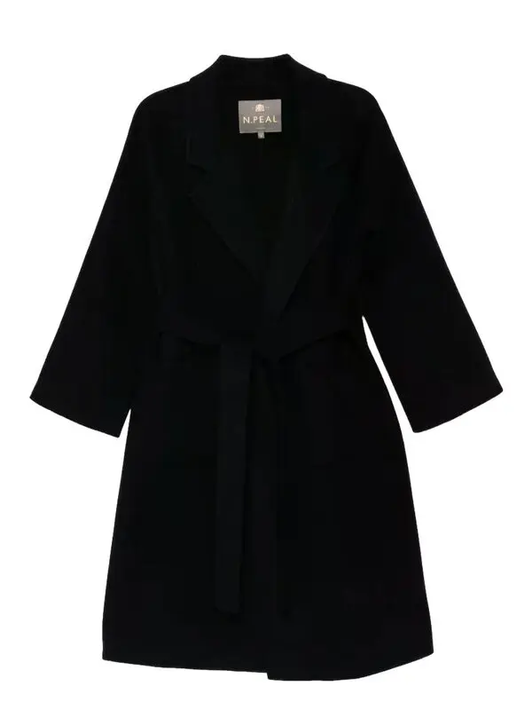 N.peal Belted Woven Coat - Blue