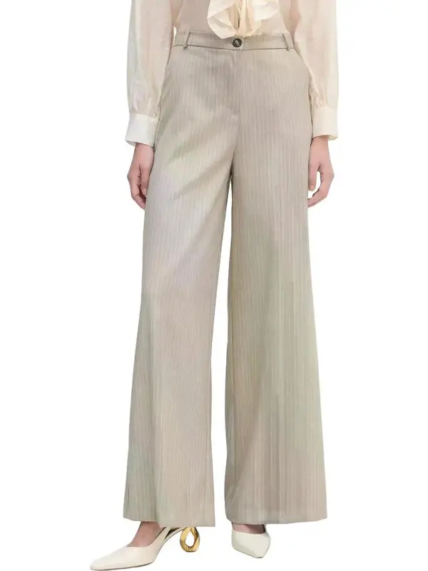 HAVEONE Pinstripe Wide-leg Trousers - Neutrals