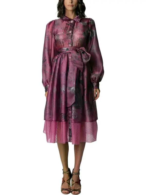 MIAU BY CLARA ROTESCU Kyoto Floral-print Midi Dress - Purple