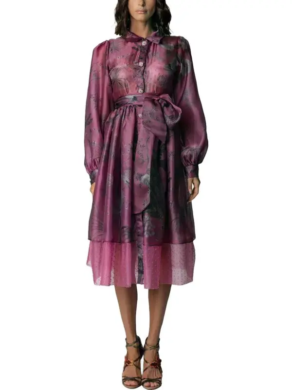 MIAU BY CLARA ROTESCU Kyoto Floral-print Midi Dress - Purple