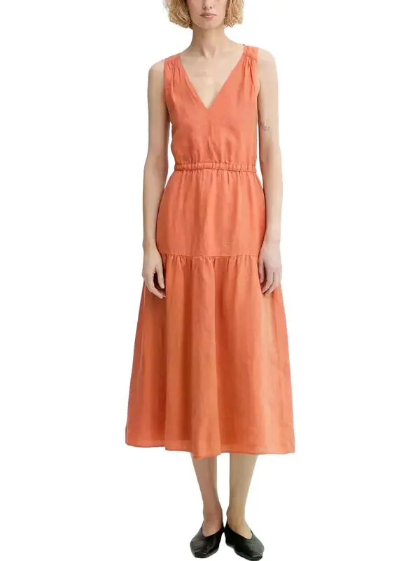 Marc O'polo Crossover-back Tiered Midi Dress - Orange