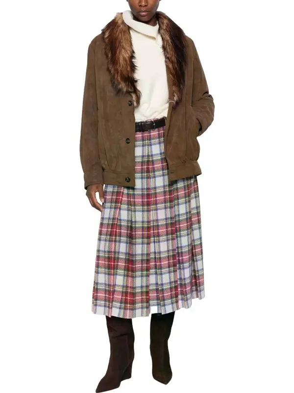 MAISON MARGIELA Tartan-check Pleated Midi Skirt - Neutrals