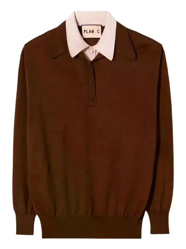 Plan C Layered-collar Sweater - Brown