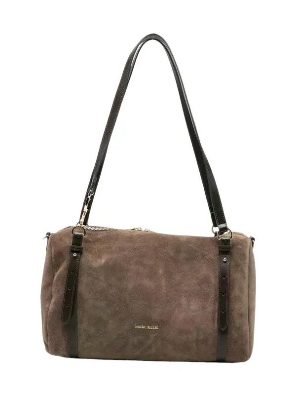 MARC ELLIS Suede-finish Logo-plaque Shoulder Bag - Neutrals