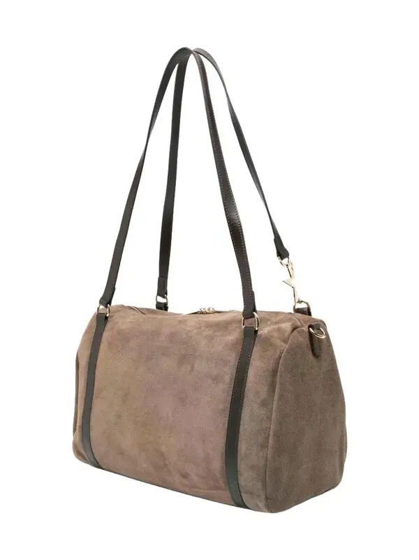 MARC ELLIS Suede-finish Logo-plaque Shoulder Bag - Neutrals