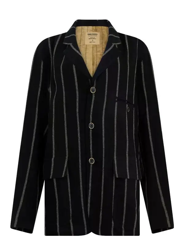 UMA WANG Striped Virgin-wool Blazer - Black