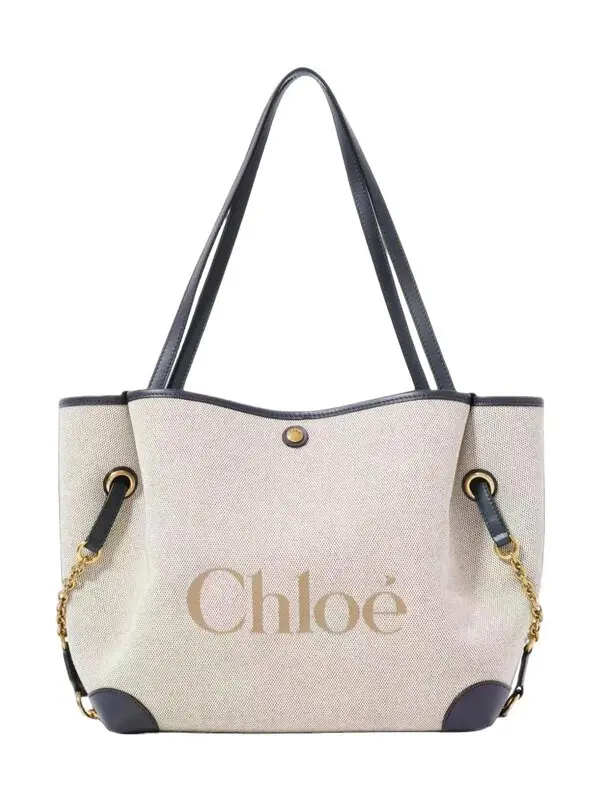 Chloé Clover Double Carry Bag In Canvas - Neutrals