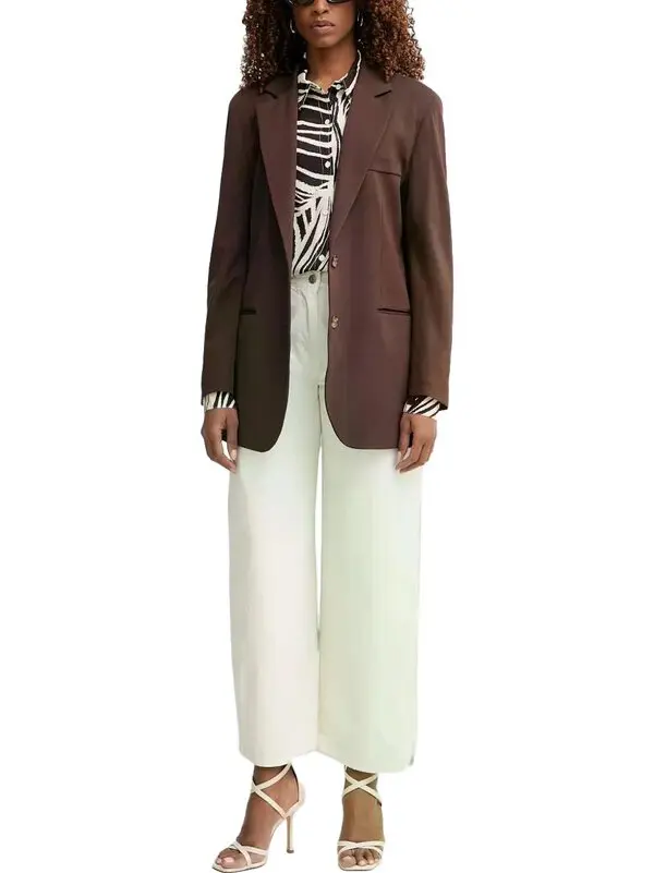 HAVEONE Single-breasted Long-sleeve Blazer - Brown
