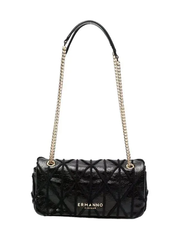 ERMANNO FIRENZE Crinkled-effect Lace-up Shoulder Bag - Black