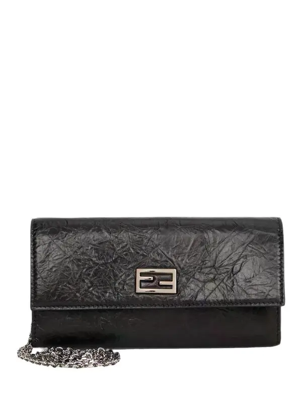 Fendi Crinkled Mini Shoulder Bag - Black
