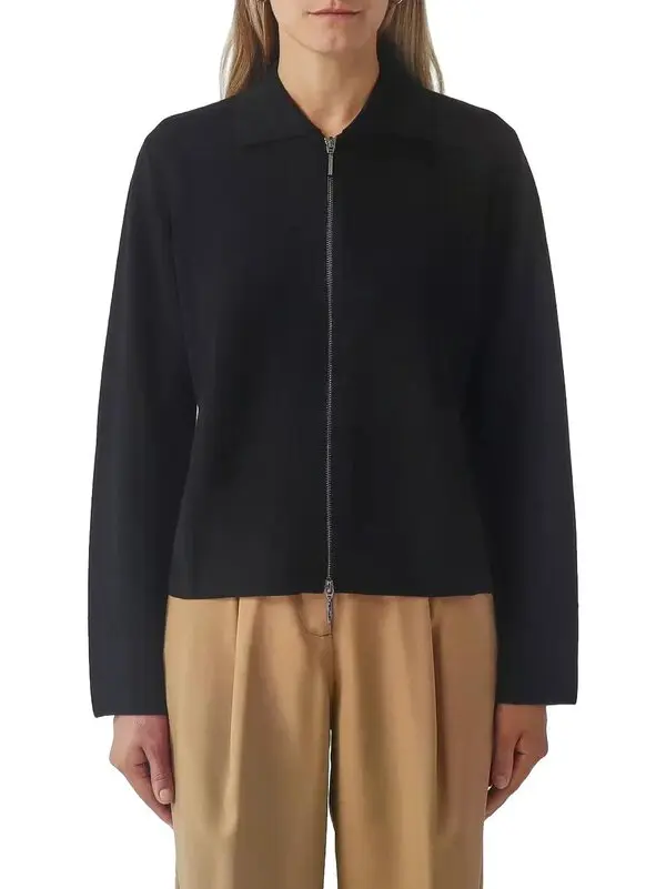 Max Mara Zip-up Collared Cardigan - Black