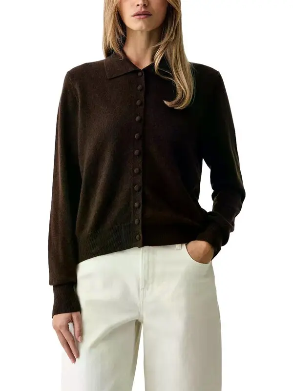 VICOLO Button-up Polo-collar Cardigan - Brown