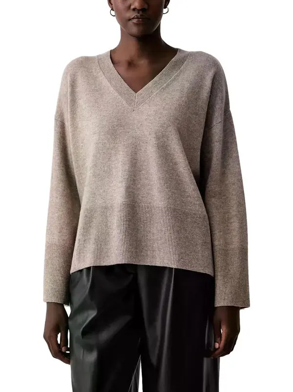 VICOLO V-neck Drop-shoulder Sweater - Neutrals