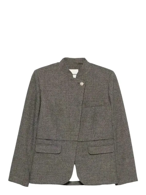 Sandro Houndstooth-pattern Crystal-embellished Blazer - Grey