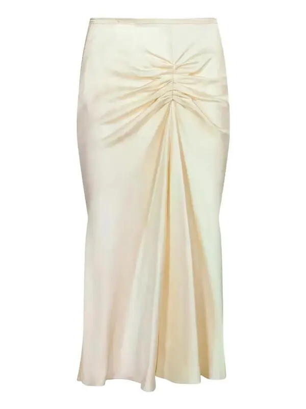 Victoria Beckham Bela Ruched Midi Skirt - Neutrals