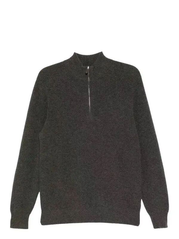 N.peal Ribbed Half-zip Jumper - Grey