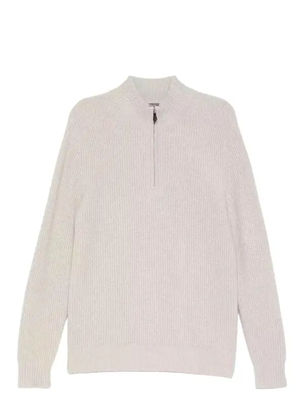 N.peal Ribbed Half-zip Jumper - Neutrals