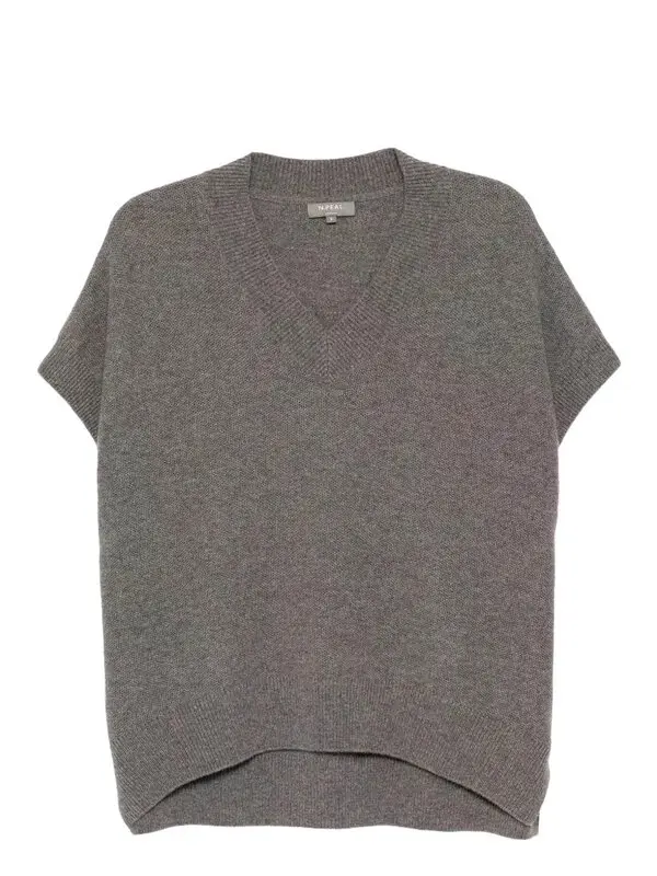 N.peal Honeycomb Sleeveless V-neck Top - Grey