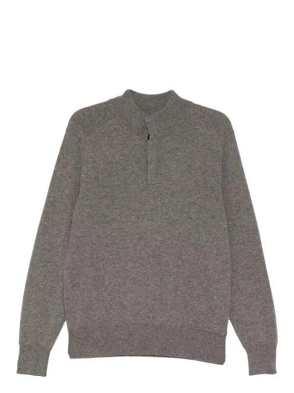 N.peal Half-button Cashmere Jumper - Grey