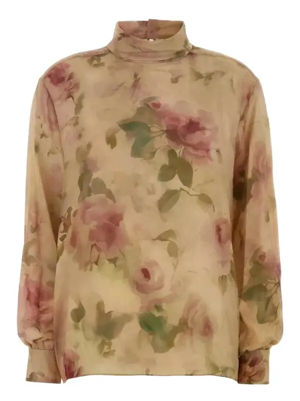 Magda Butrym Floral-print Silk-blend Blouse - Neutrals