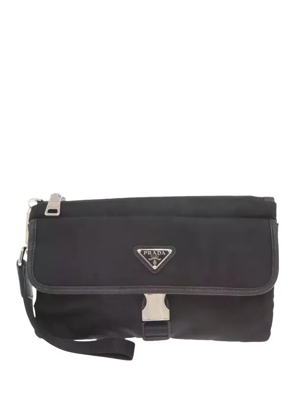 Prada 2013-2026 Tessuto Buckle Clutch Bag - Black