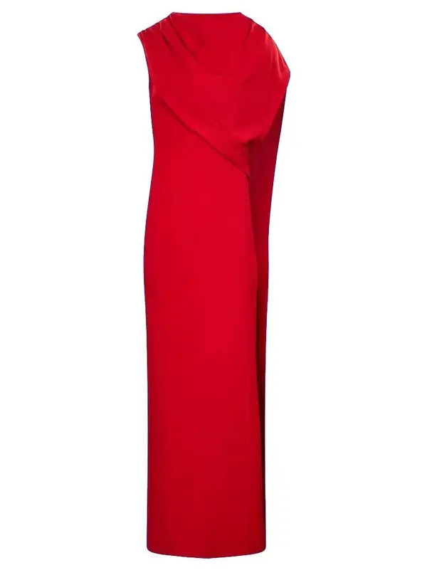 Roland Mouret Maxi Draped Asymmetric Dress - Red