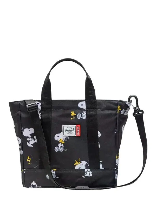 Herschel Supply Co. X Peanuts® Small Snoopy And Woodstock Graphic-print Tote Bag - Black
