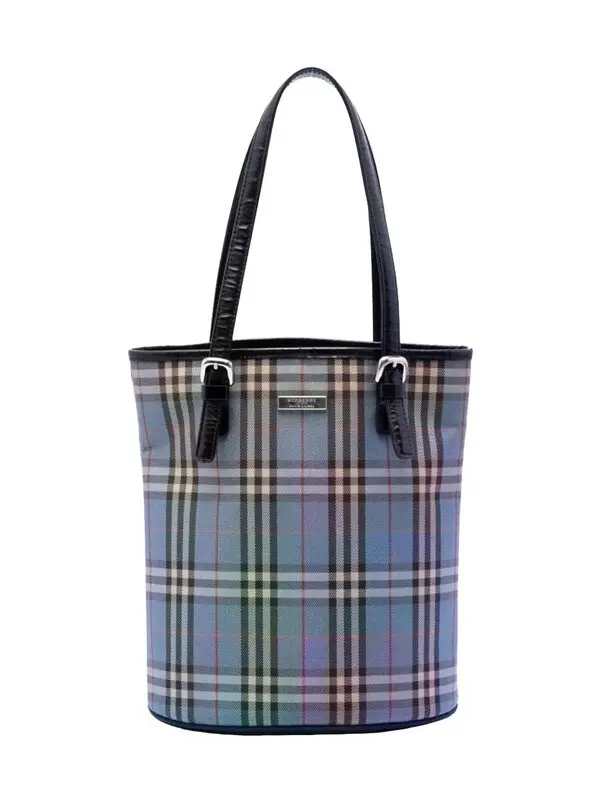 Burberry 2000-2017 House Check Nylon Bucket Bag - Blue