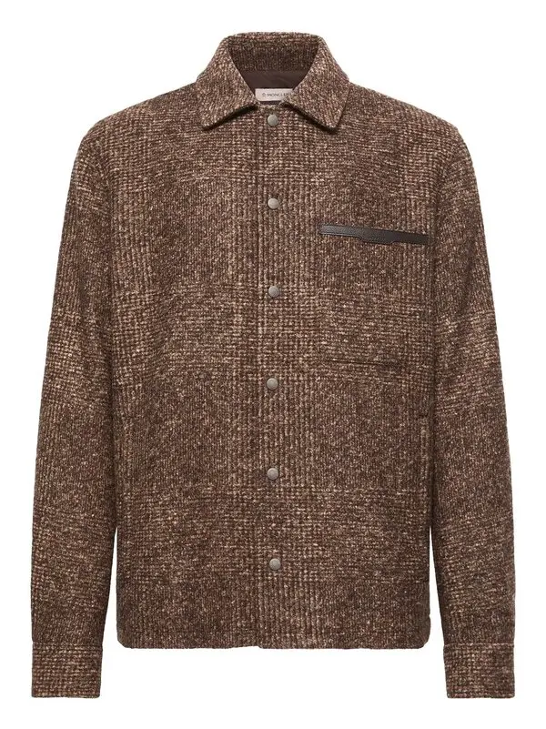 Moncler Check Jersey Shirt Jacket - Brown