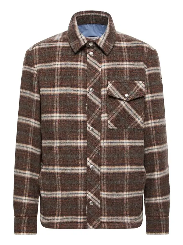 Moncler Check Wool Shirt Jacket - Brown