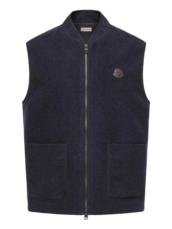 Moncler Wool Zip-up Vest - Blue
