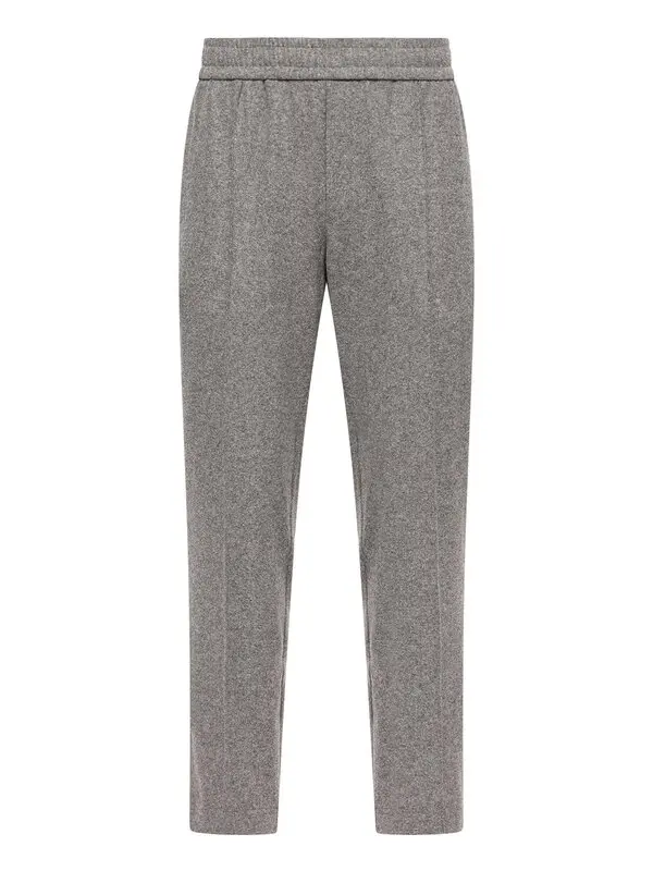 Moncler Leather Logo Flannel Pants - Grey