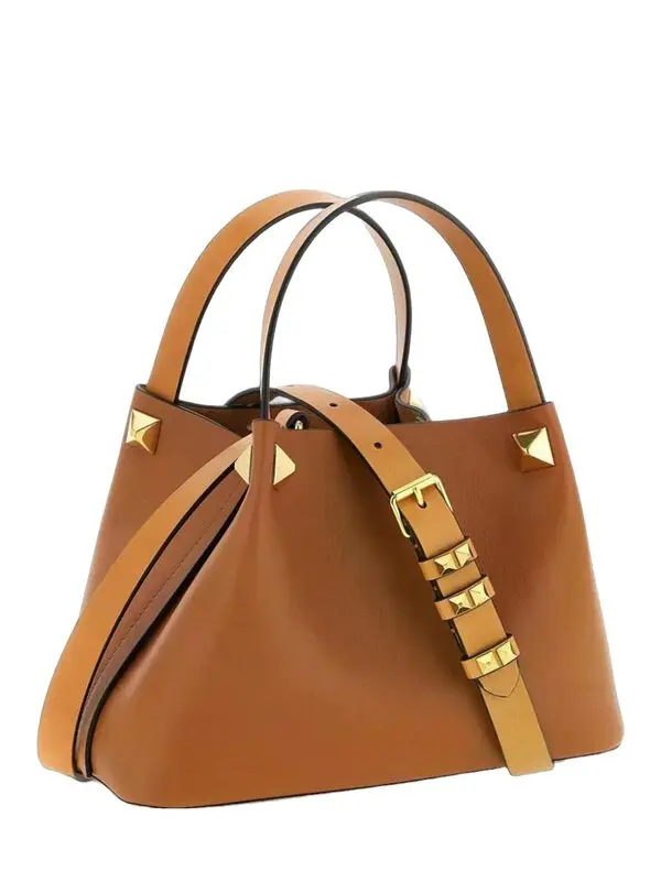 Valentino Garavani Small Logo Leather Tote Bag - Brown