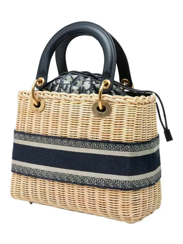 Dior 2021 Medium Wicker Oblique Lady Satchel - Brown
