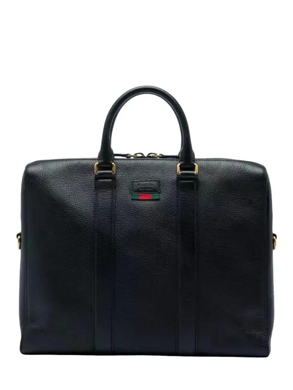 Gucci 2016-2026 Calfskin Web Business Bag - Black