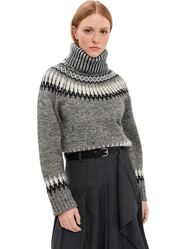 Monse Fair Isle Turtleneck Sweater - Grey Multi