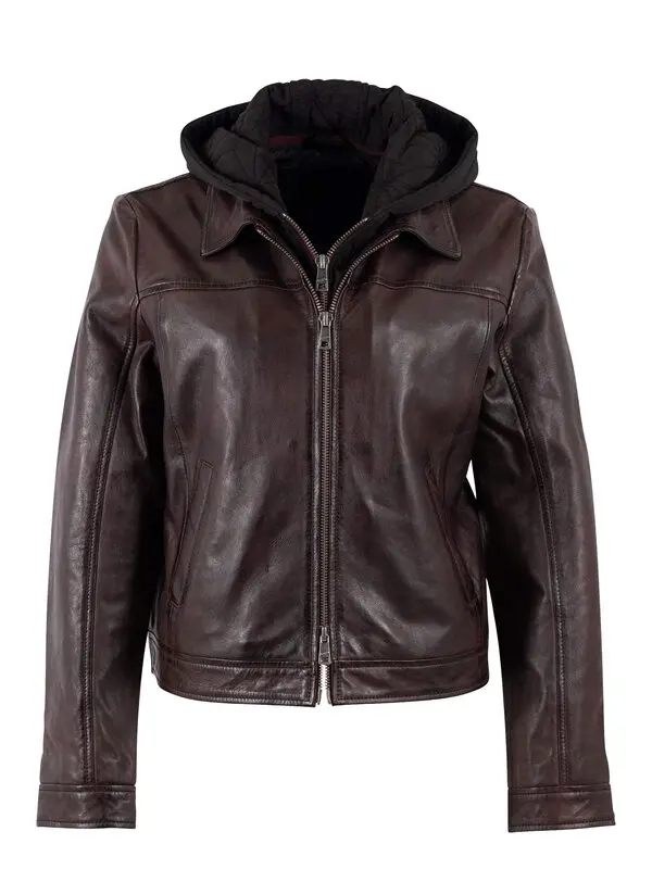 Mauritius Lambskin Leather Jacket – Double Zip Removable Hood Avih - Red