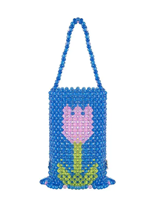 TILLIE BEADS Bloom Tulip Beaded Bucket Bag - Blue