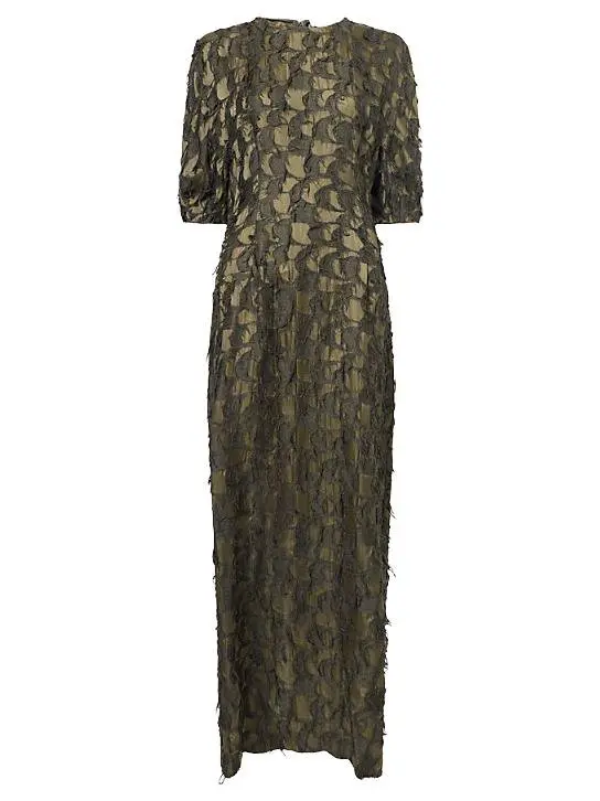 Gabriela Hearst Coretta Fil Coupé Silk-wool Maxi Dress - Olive